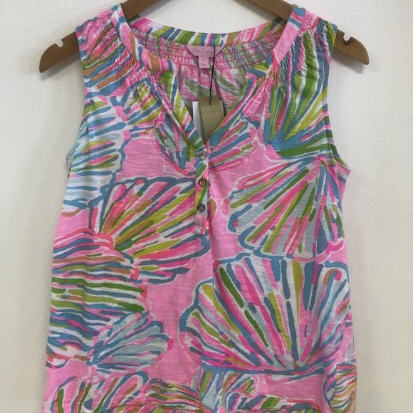 Lilly Pulitzer | Tops | Lilly Pulitzer Pink Multicolor Shells 4 Button ...